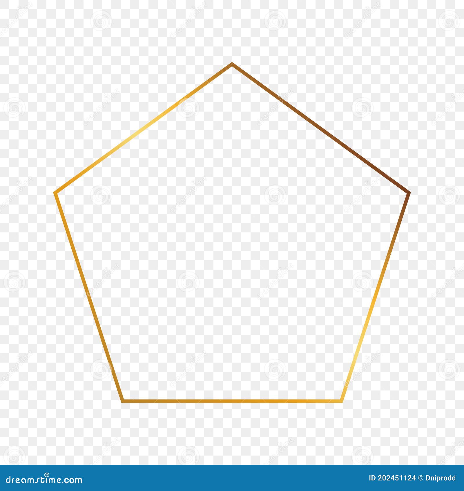 Gold Glowing Pentagon Shape Frame Stock Vector - Illustration of ...