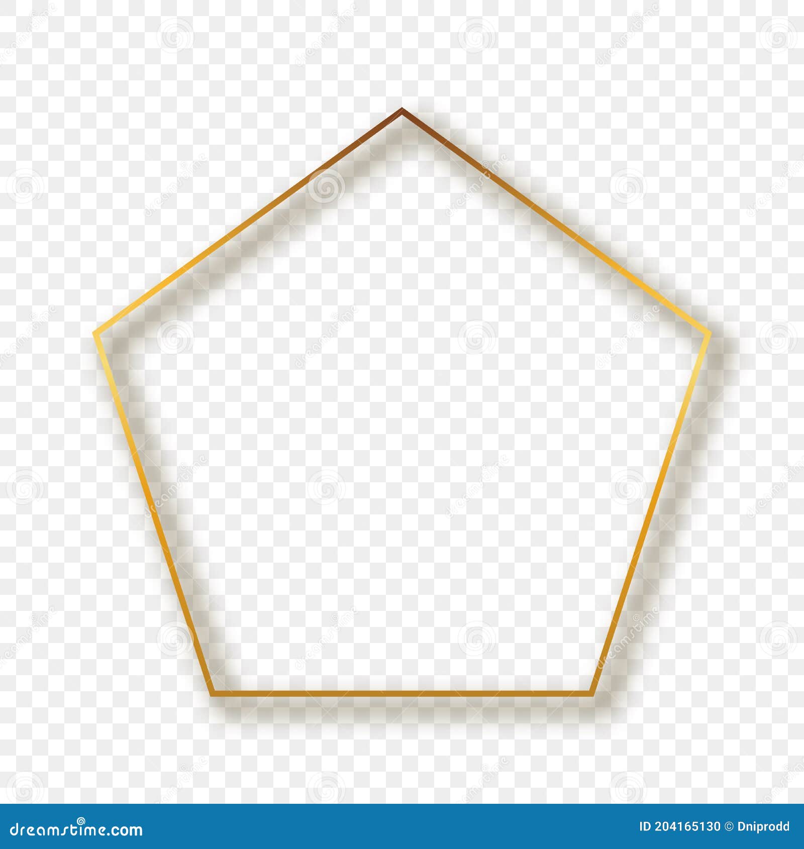 Gold Glowing Pentagon Shape Frame with Shadow Stock Vector ...
