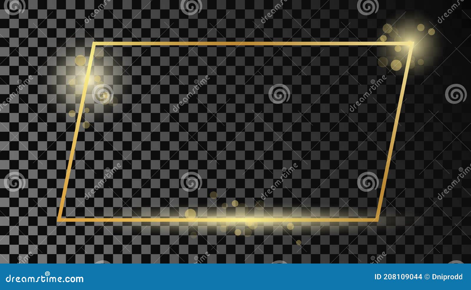 Gold Glowing Rectangular Shape Frame Stock Vector - Illustration of ...