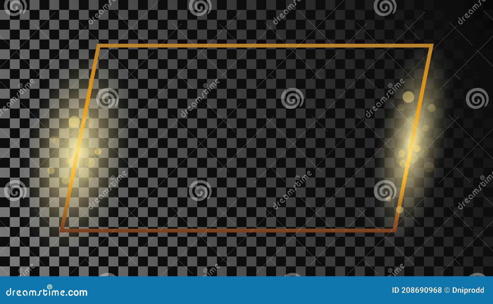 Gold Glowing Rectangular Shape Frame Stock Vector - Illustration of ...