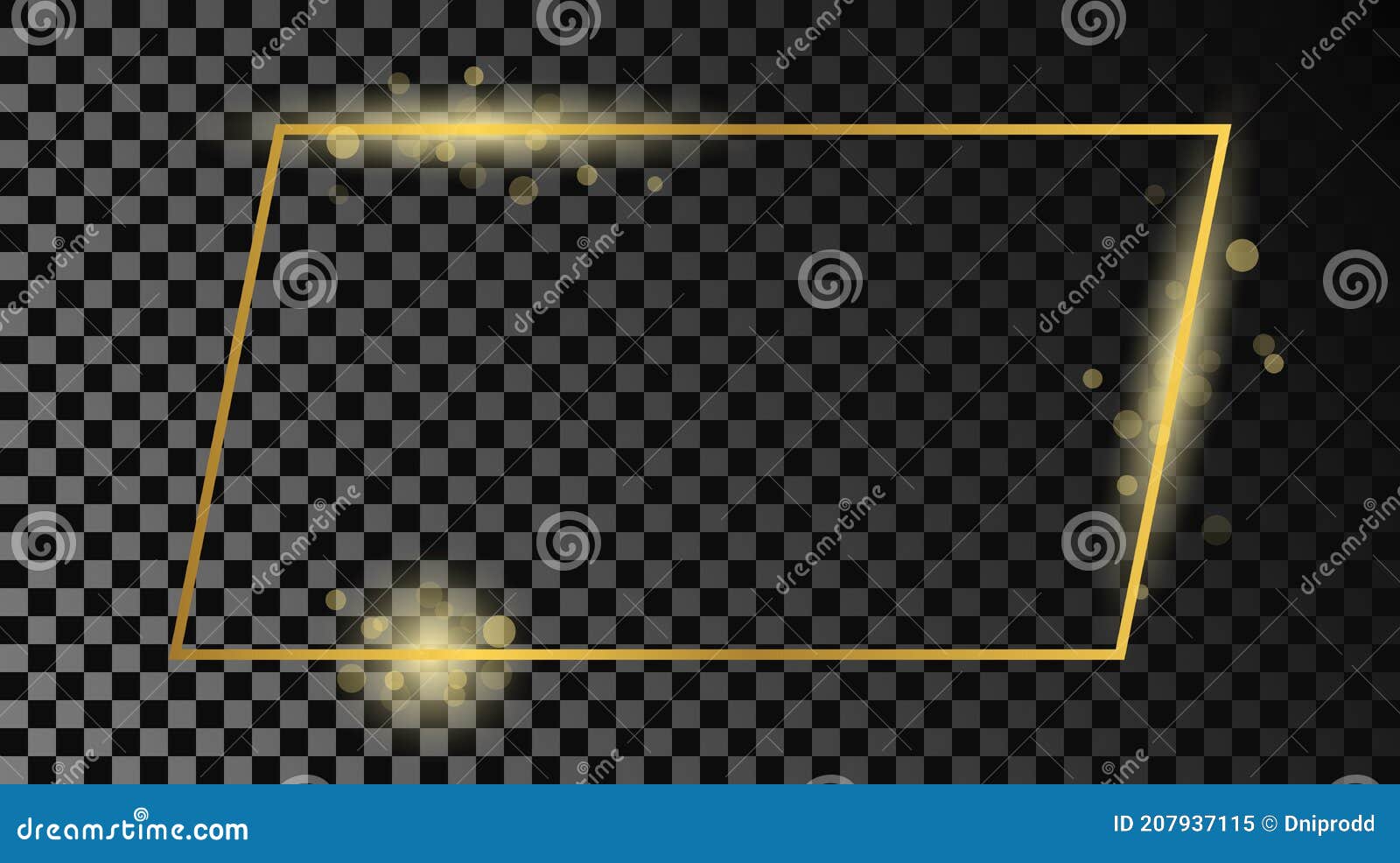 Gold Glowing Rectangular Shape Frame Stock Vector - Illustration of ...