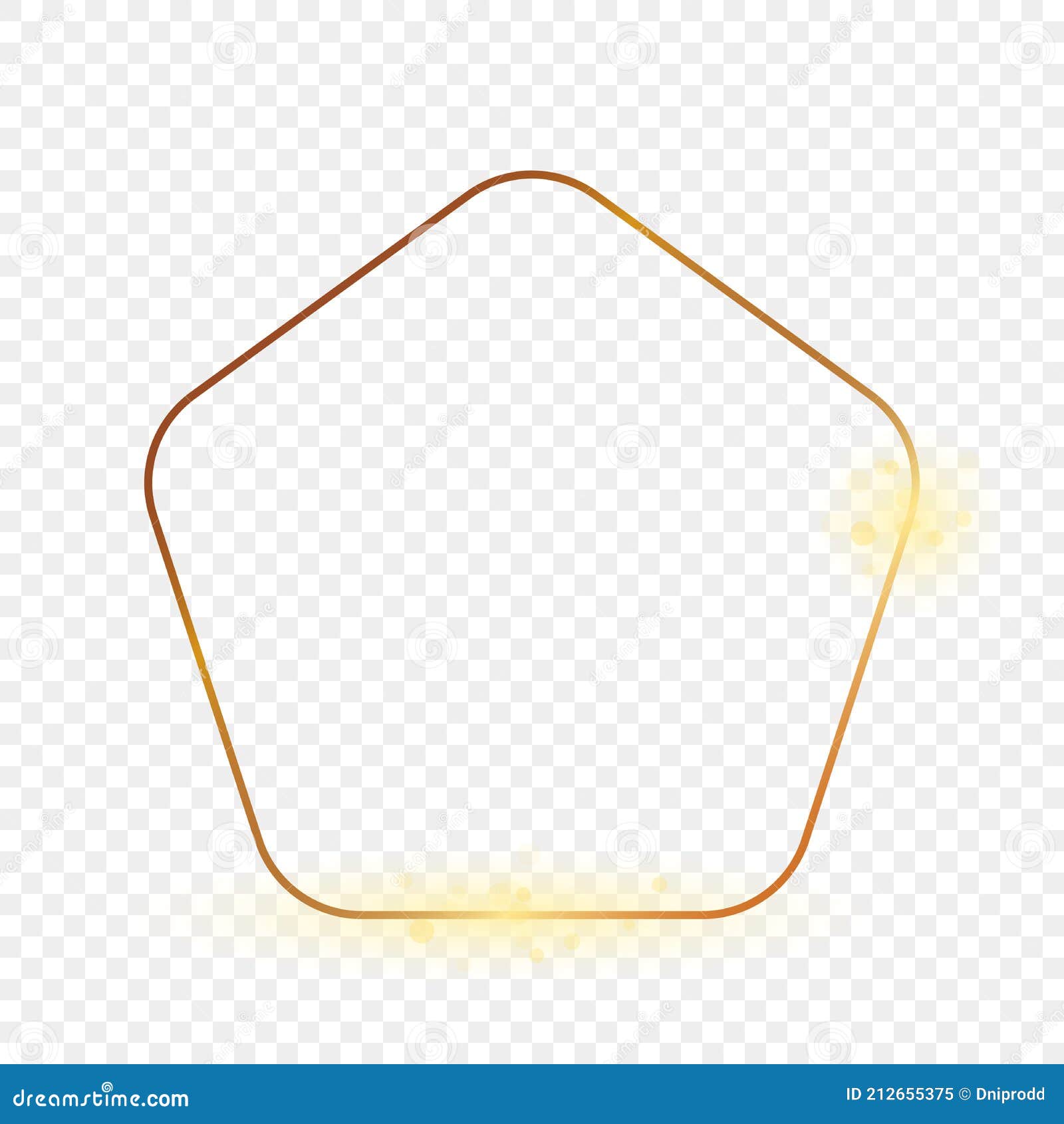Gold Glowing Rounded Pentagon Shape Frame Stock Vector - Illustration ...