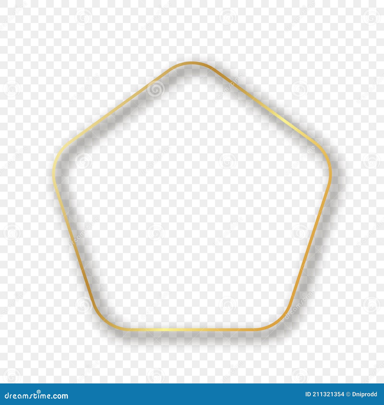 Gold Glowing Rounded Pentagon Shape Frame Stock Vector - Illustration ...
