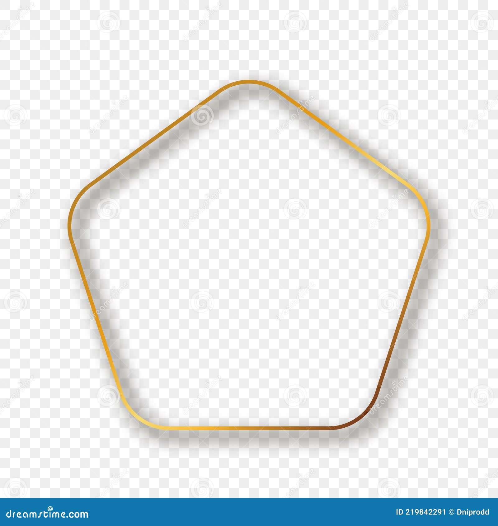 Gold Glowing Rounded Pentagon Shape Stock Vector - Illustration of ...