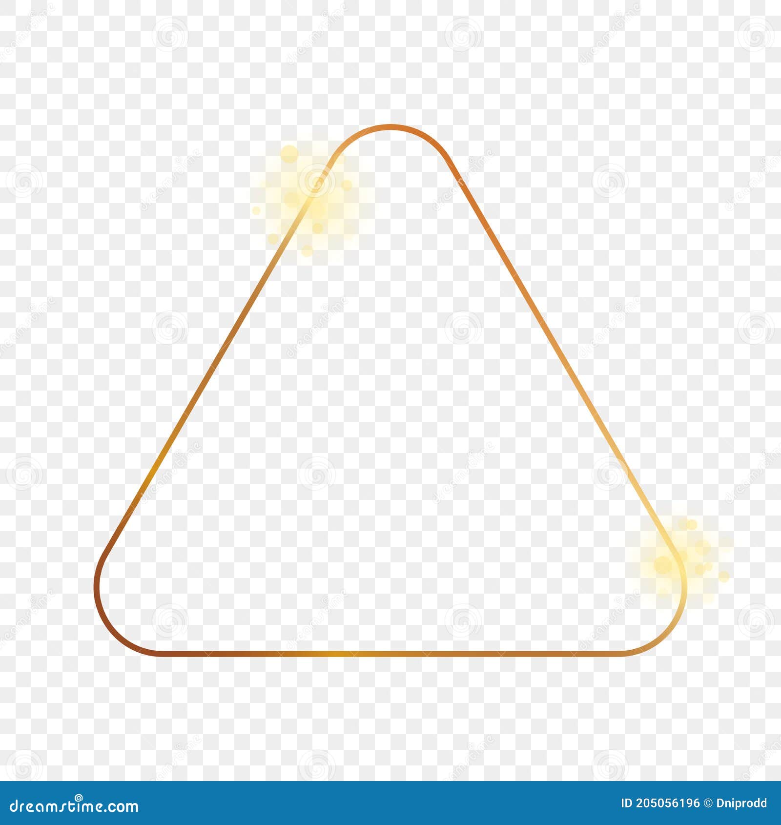 Gold Glowing Rounded Triangle Frame Isolated on Transparent Background ...