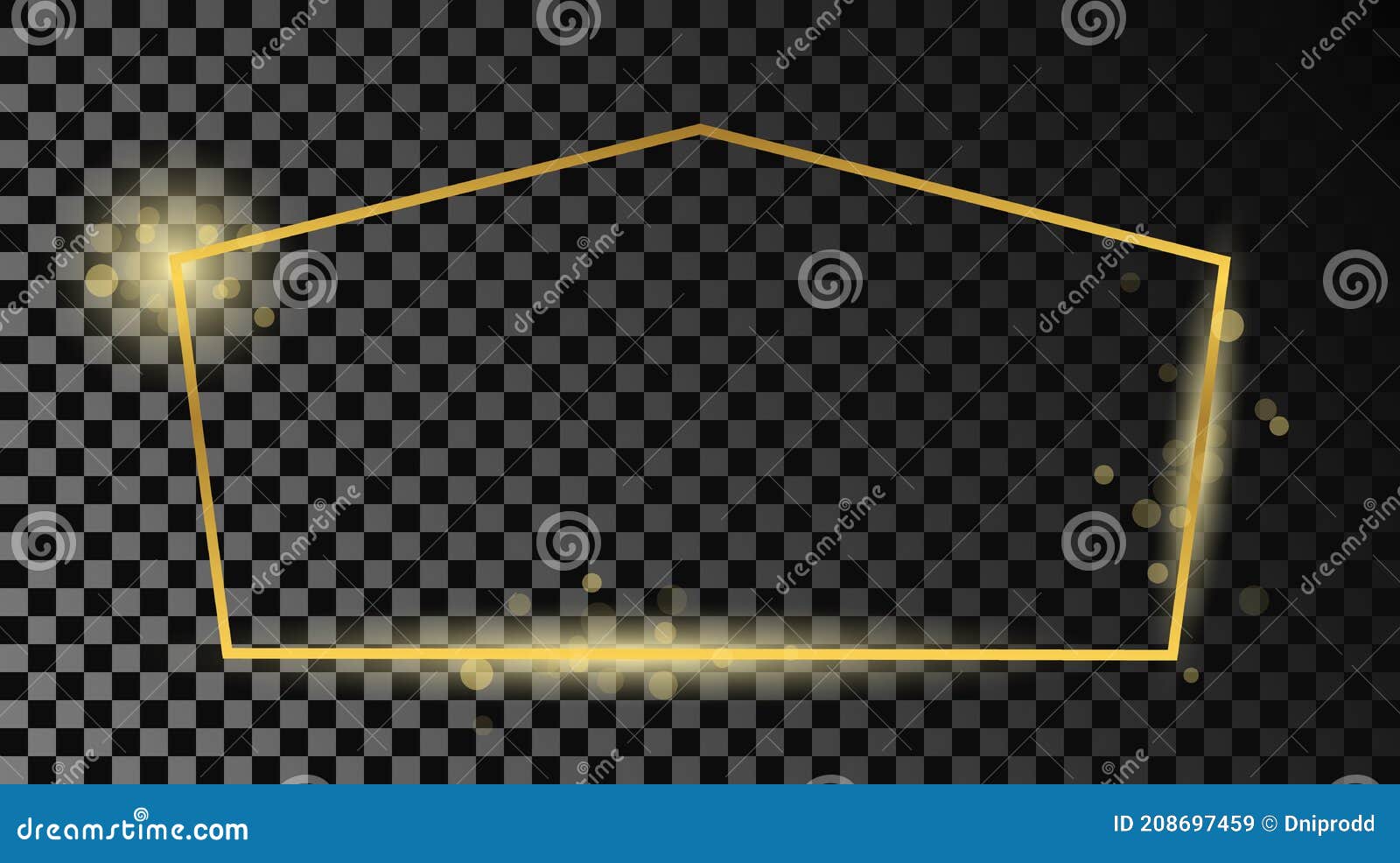 Gold Glowing Tetragon Shape Frame Cartoon Vector | CartoonDealer.com ...
