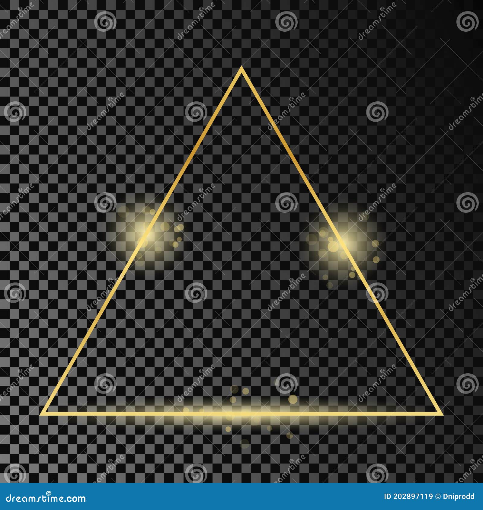 Gold Glowing Triangle Frame Stock Vector - Illustration of flare, magic ...