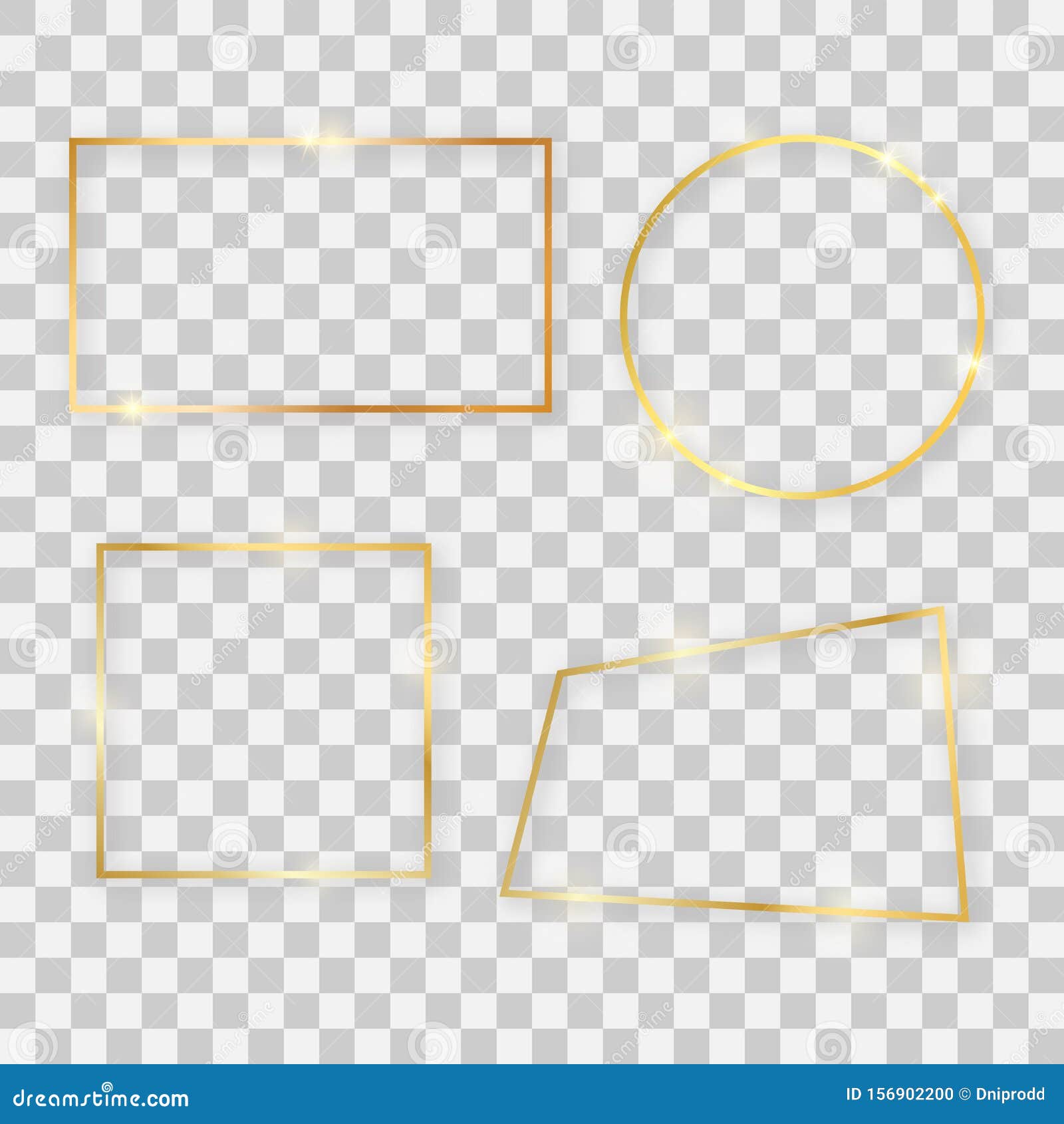 Gold Shiny Frames with Glowing Effects Stock Vector - Illustration of ...