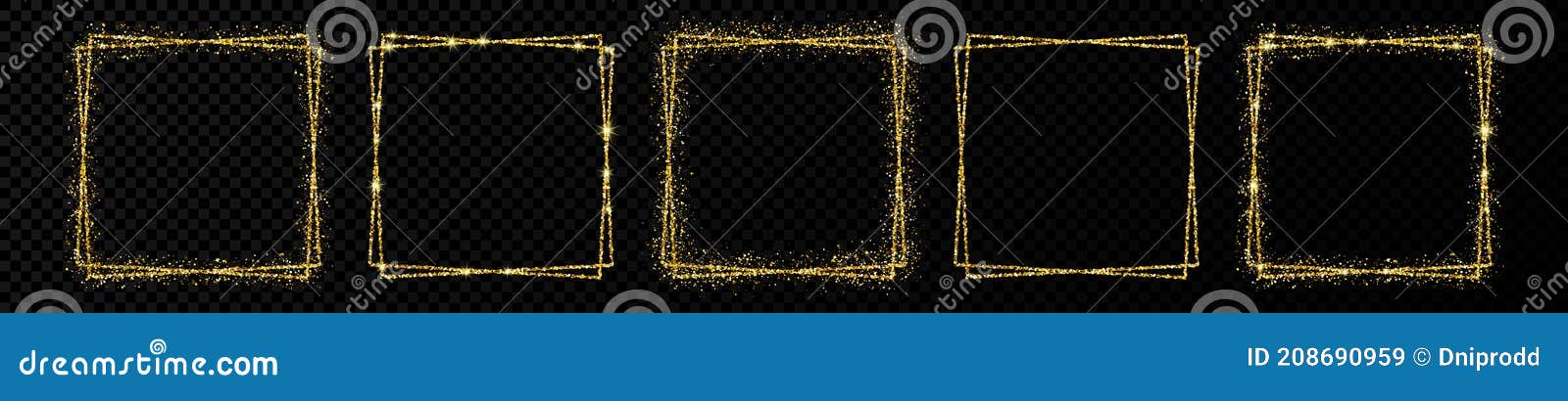 Set of Five Gold Double Square Frames Stock Vector - Illustration of ...