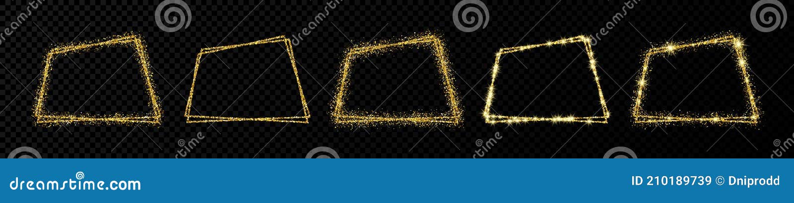 Set of Five Gold Double Trapezoid Frames Stock Vector - Illustration of ...