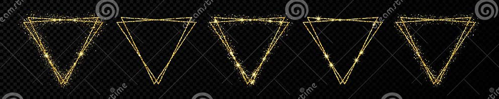 Set of Five Gold Double Triangle Frames Stock Vector - Illustration of ...