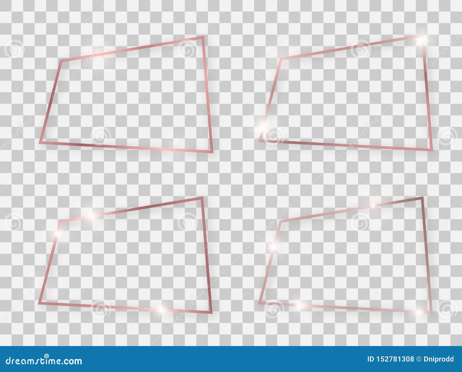 Set of Four Rose Gold Shiny Rectangular Frames Stock Vector ...