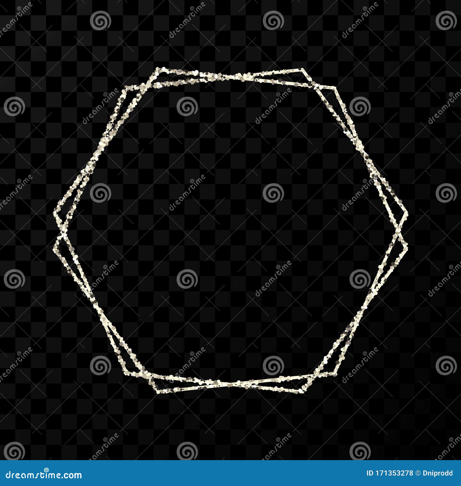 Silver Shiny Double Hexagon Frame with Light Effects Stock Vector ...