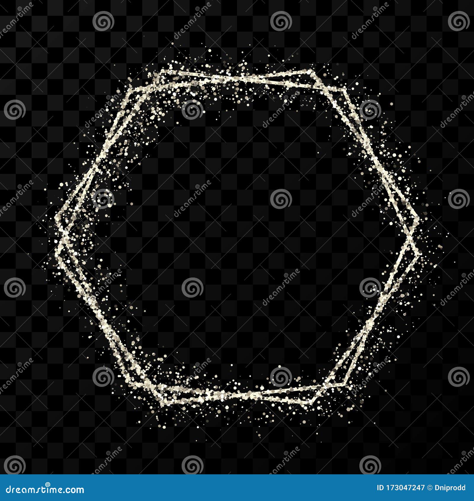 Silver Shiny Double Hexagon Frame with Light Effects Stock Vector ...