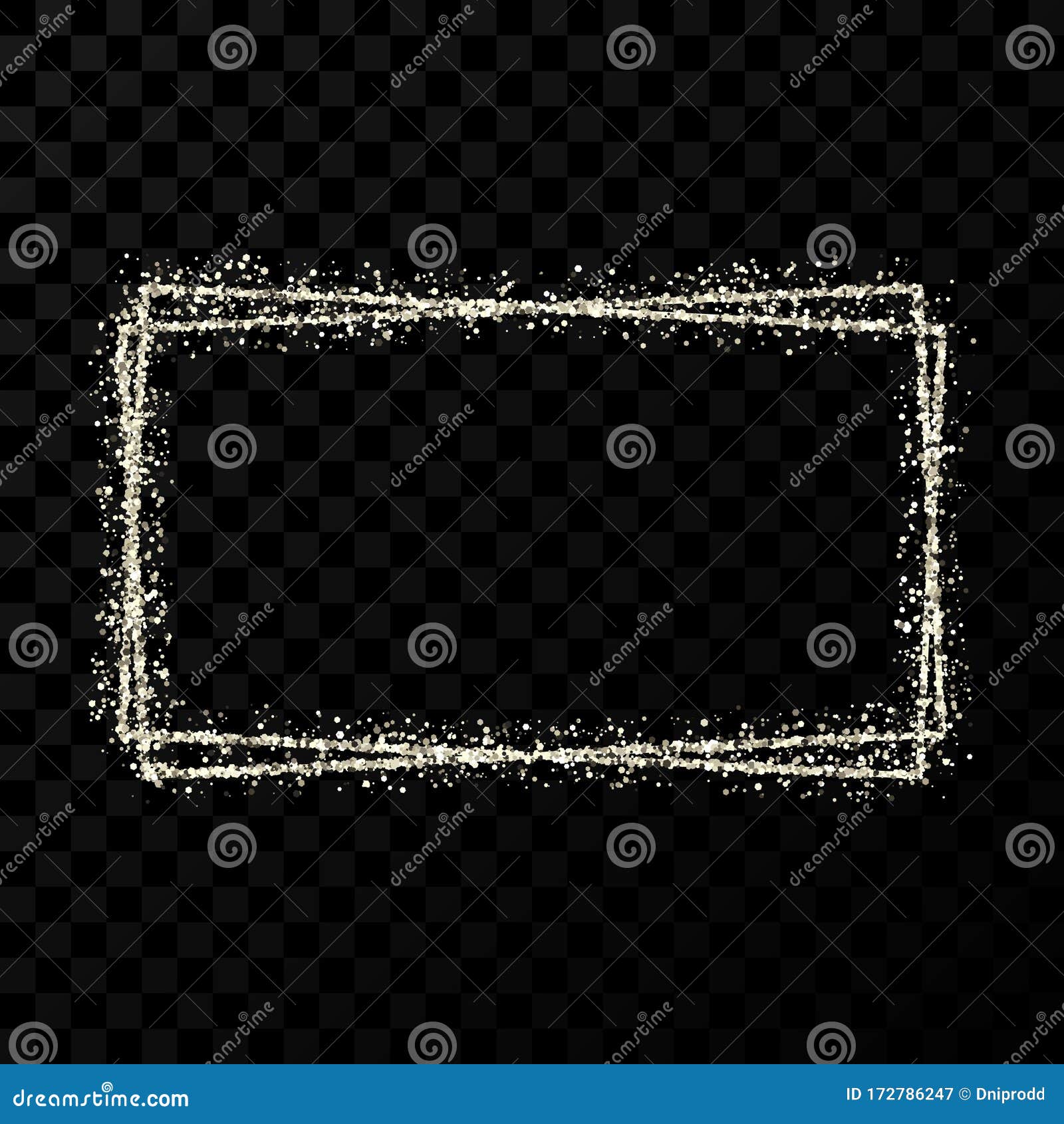 Silver Shiny Double Rectangle Frame with Light Effects Stock Vector ...