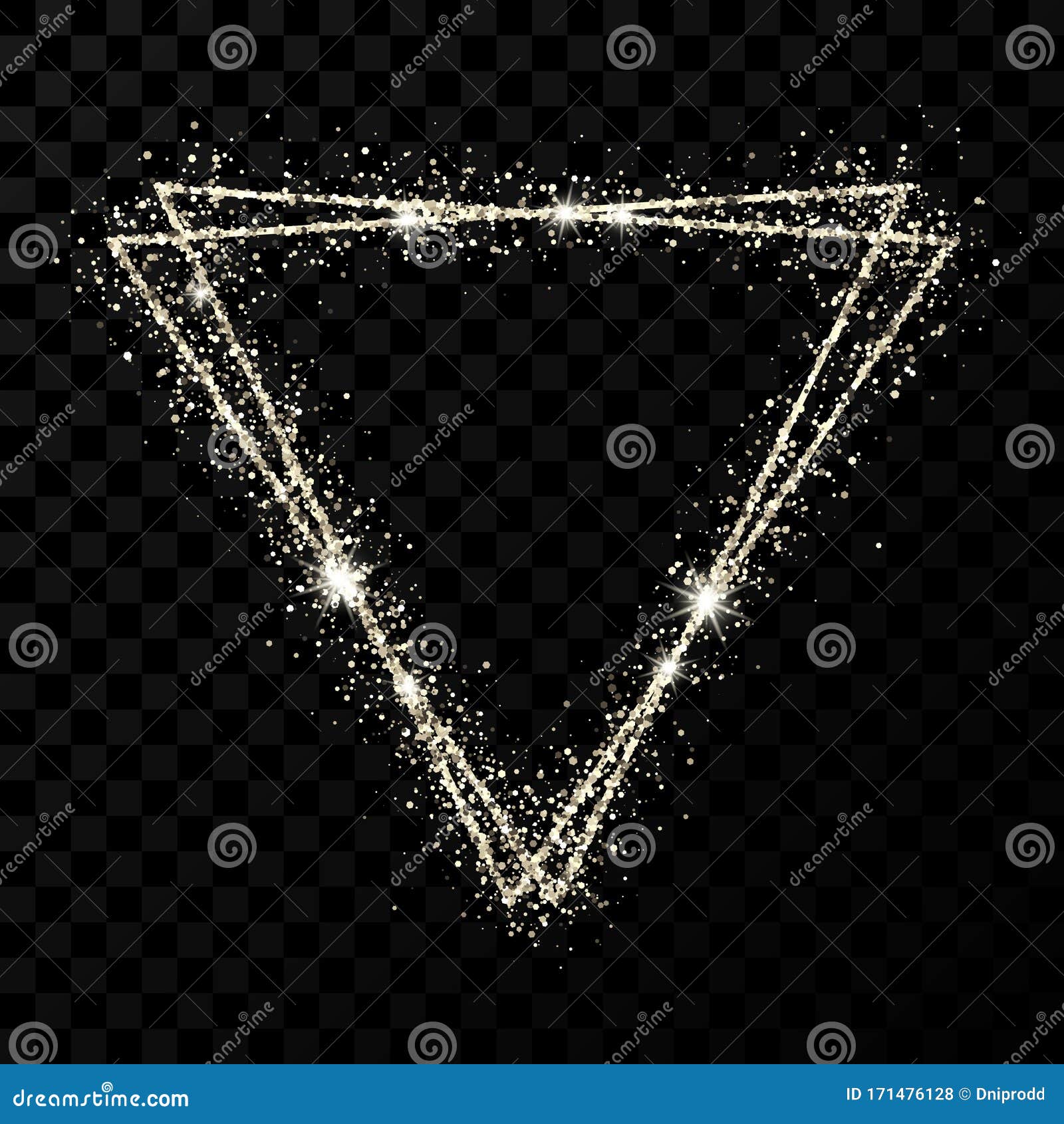 Silver Shiny Double Triangle Frame with Light Effects Stock Vector ...