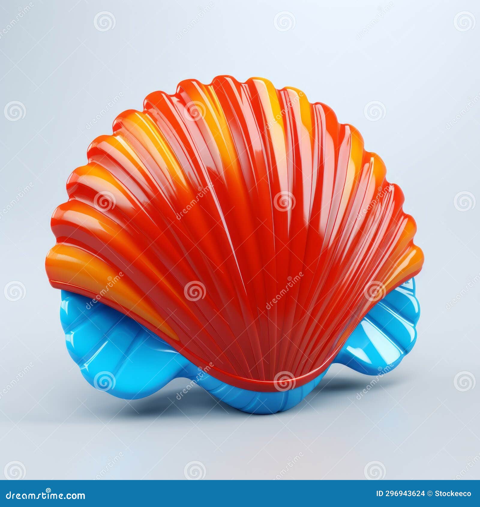 Shinyglossy Orange and Blue Scallop 3d Model with Abstract Minimalistic ...