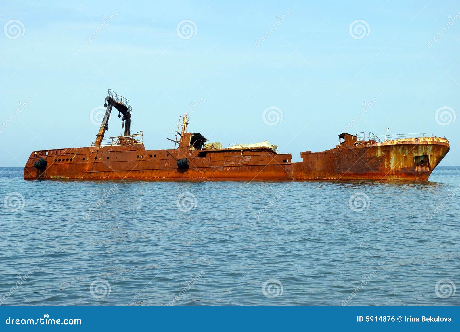 The Ship aground. stock photo. Image of sakhalin, tatar - 5914876