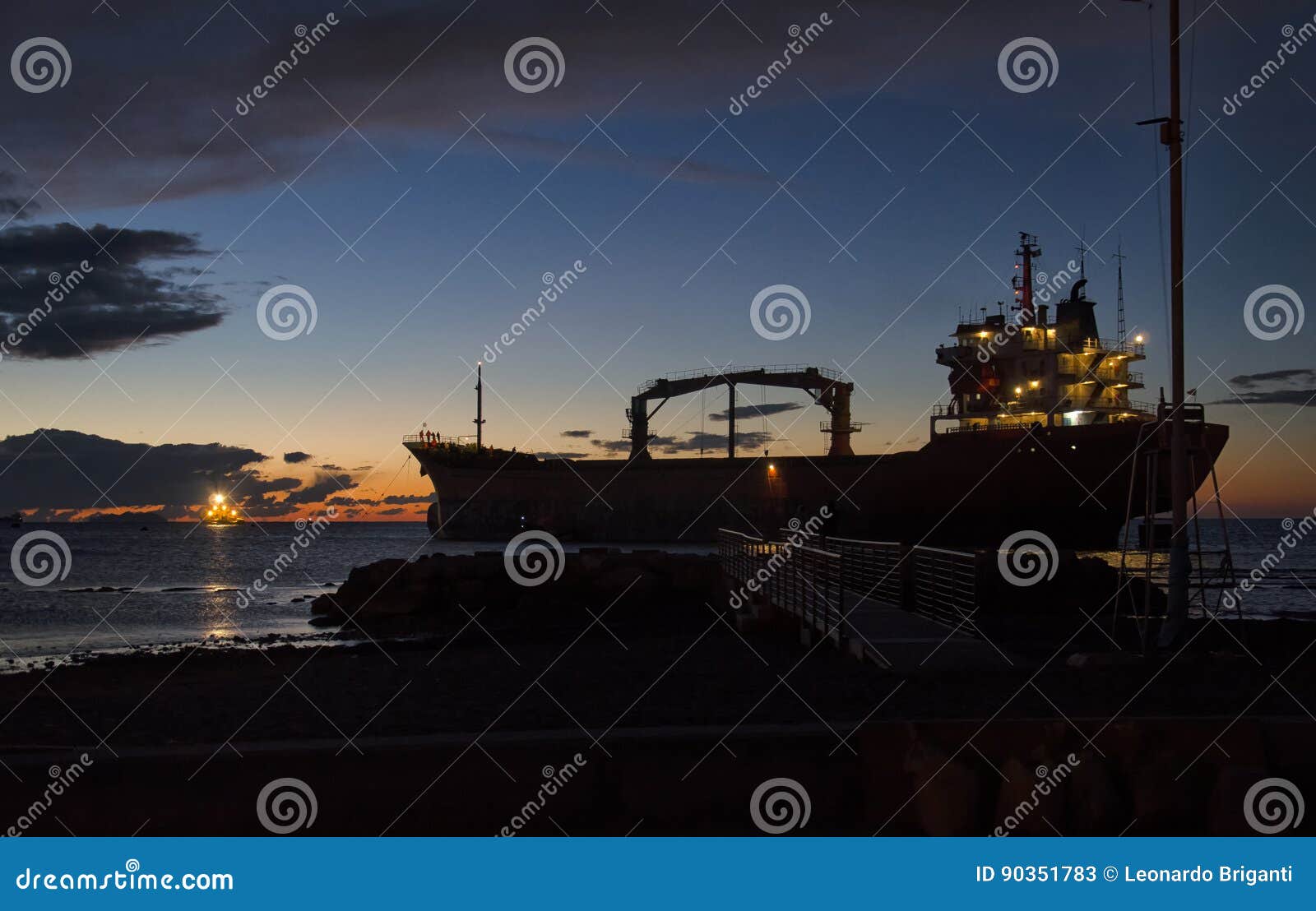 The Ship Ran Aground And Capsized, Spilling Oil Into The Sea ...