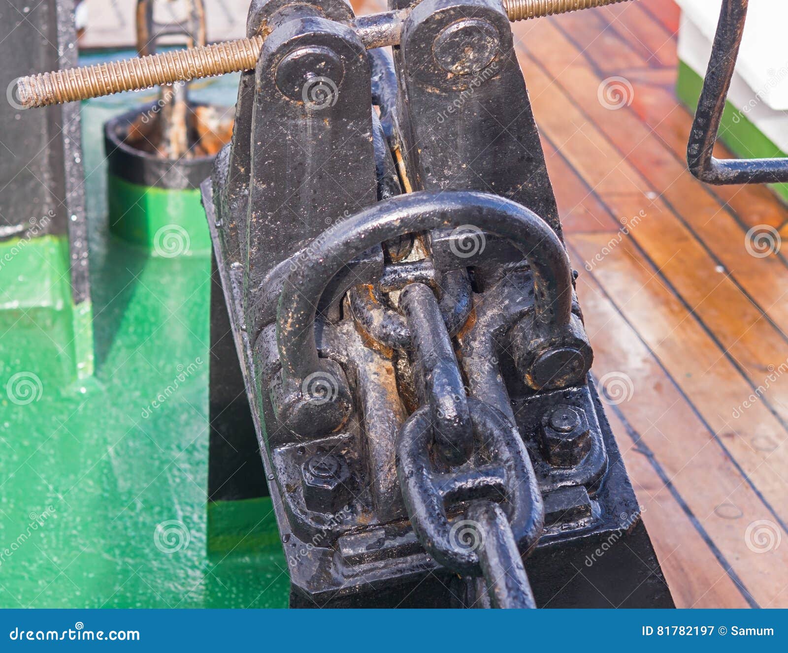 Ship Anchor Chain on the Boat Stock Image - Image of fluvial, hoist ...