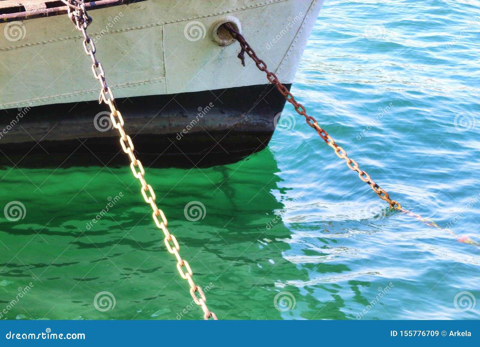 Ship and anchor chains stock image. Image of boat, transportation ...