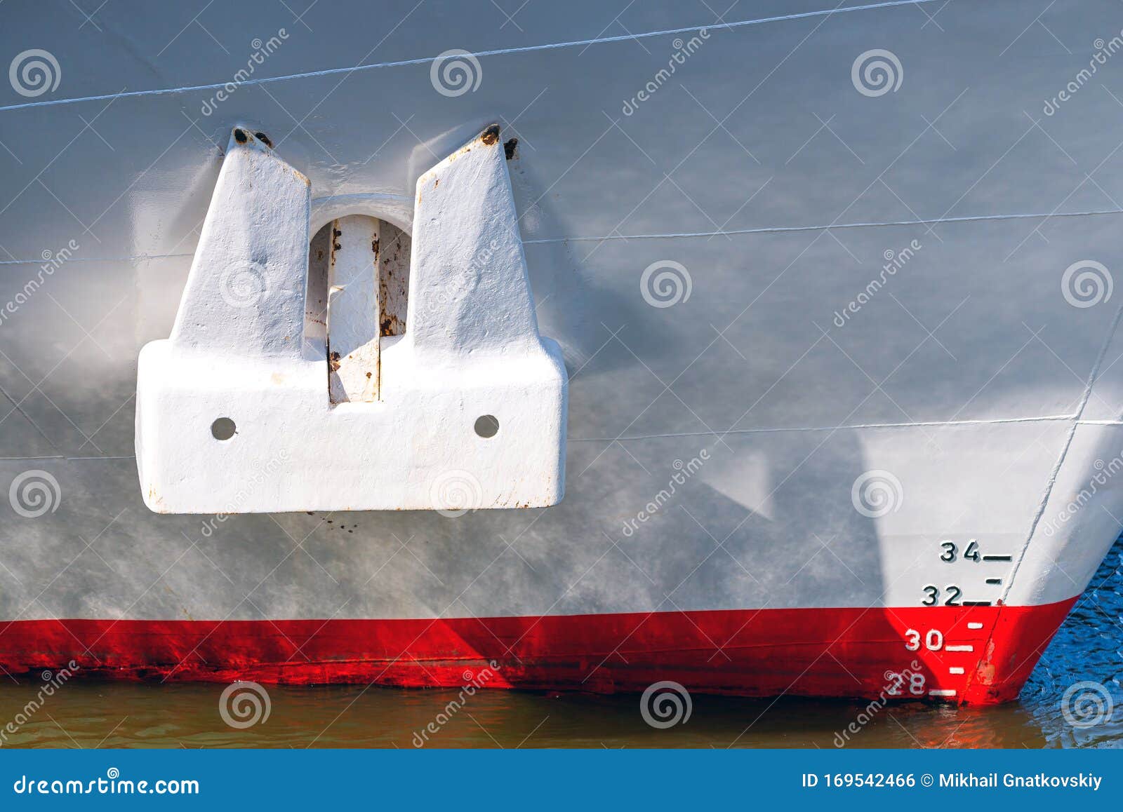 Ship with Anchor and Draft Scale Numbering Side on Waterline Stock ...