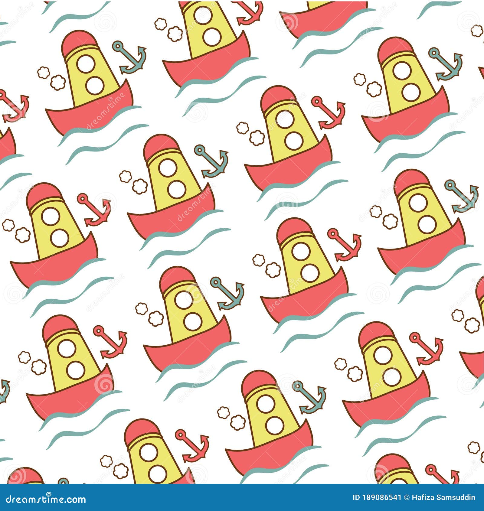 Ship and Anchor Pattern. Vector Illustration Decorative Design Stock ...