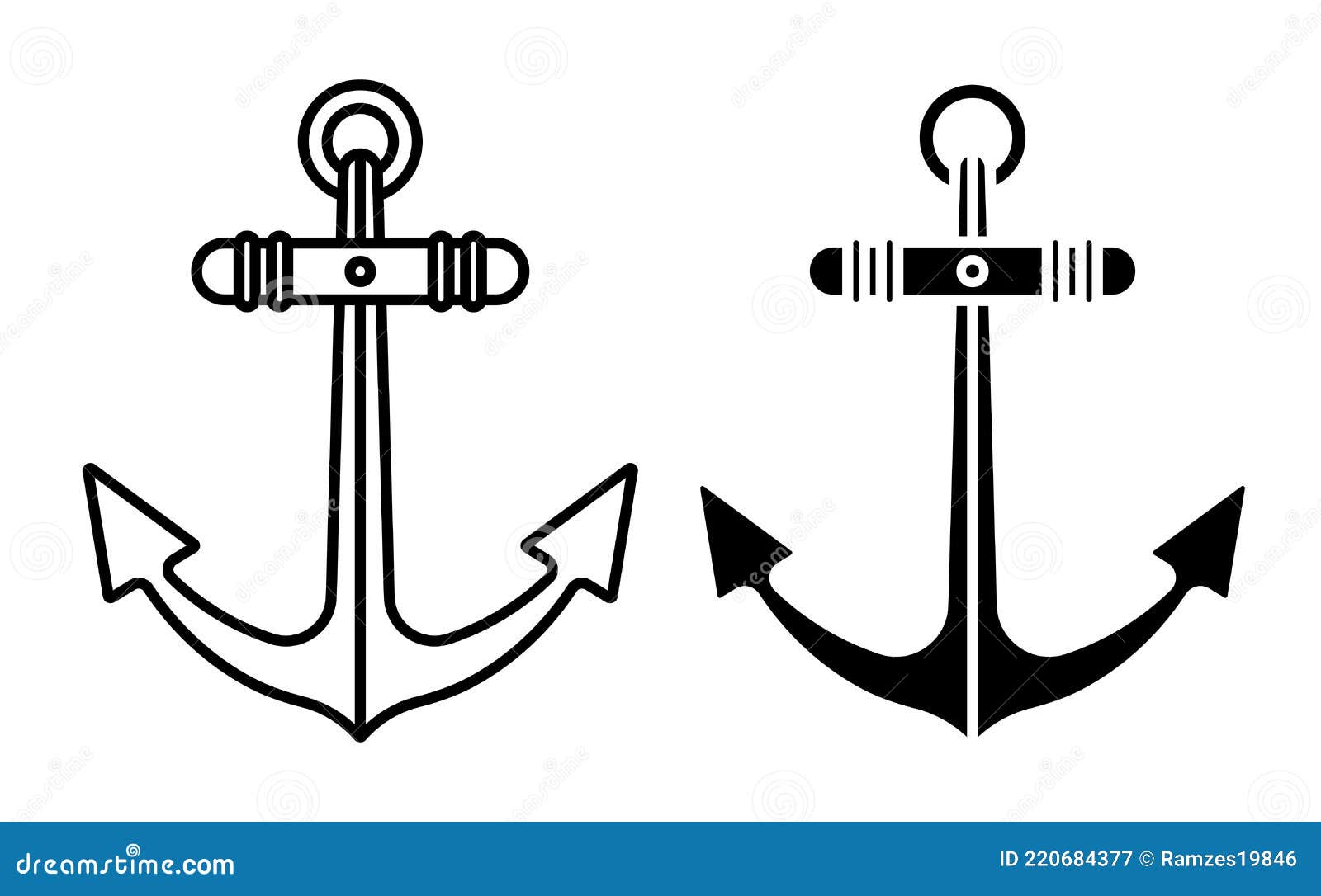 Ship Anchor. Safe Anchorage Of Ships In Port. Simple Black And White ...