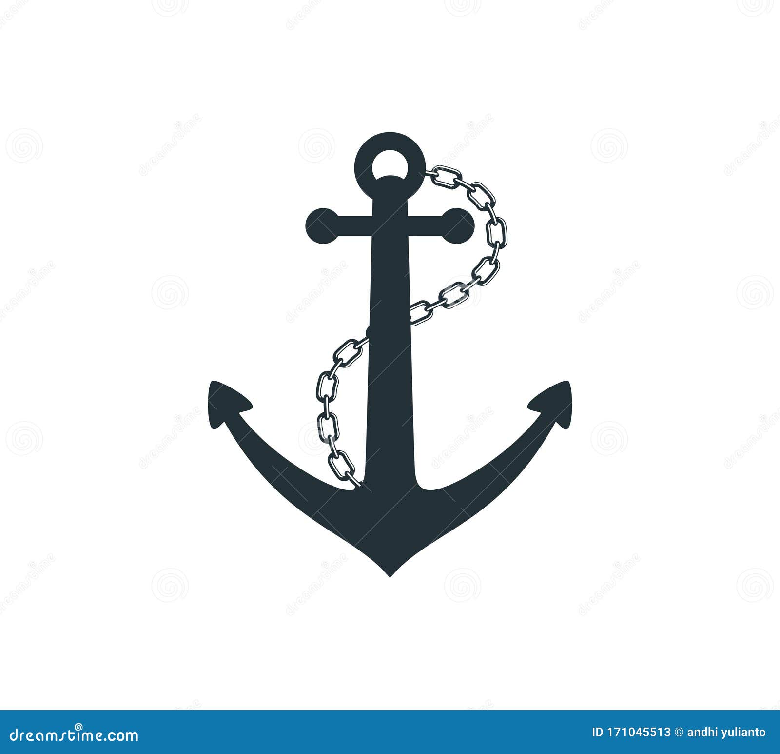 Ship Anchor with Steel Chain Vector Graphic Design for Logo and ...