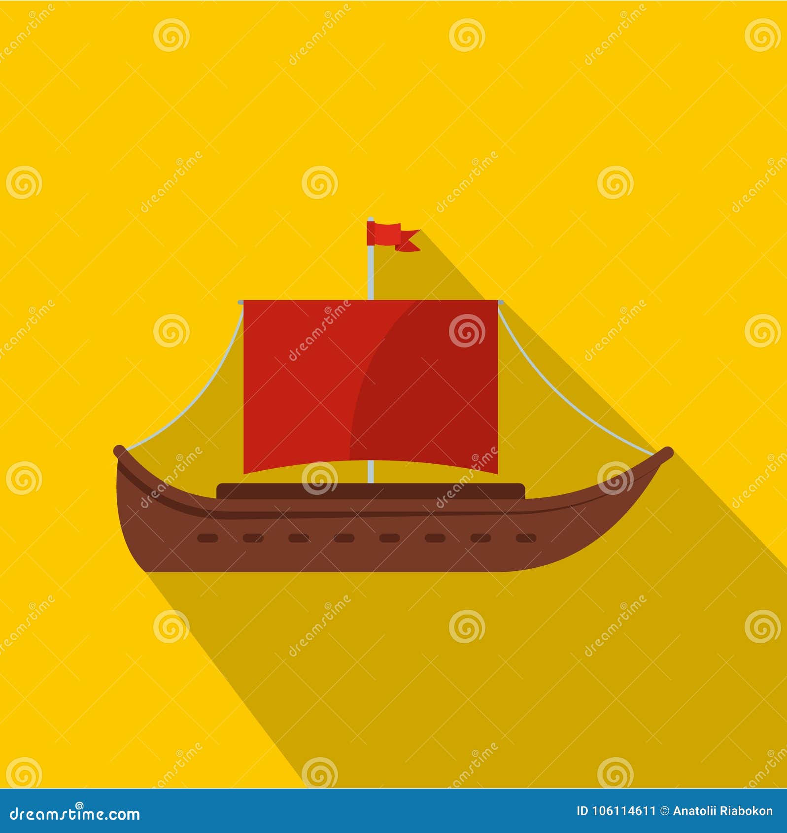 Ship Ancient Icon, Flat Style Stock Vector - Illustration of idea ...