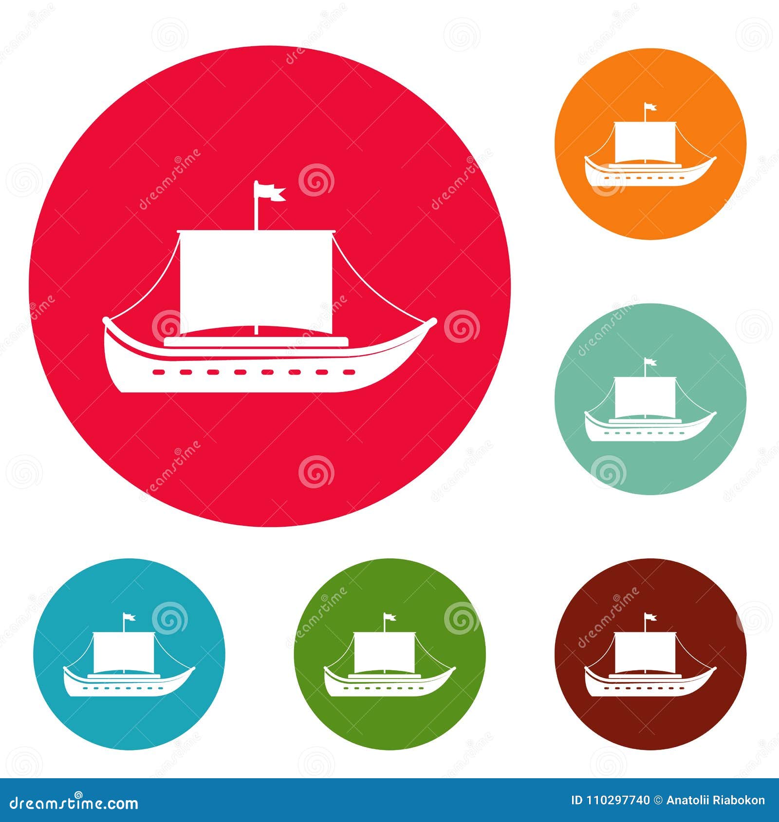 Ship Ancient Icons Circle Set Vector Stock Vector - Illustration of ...