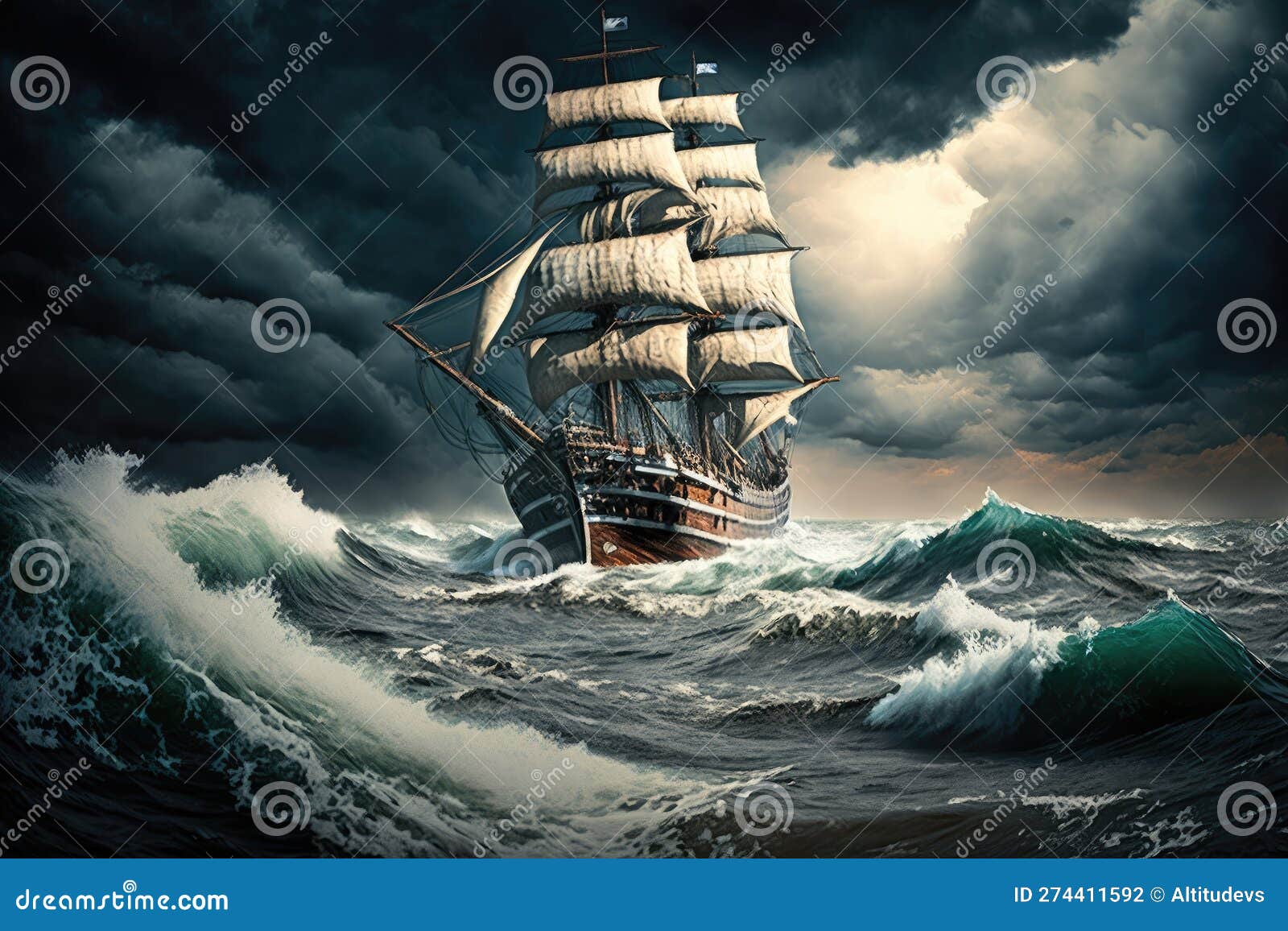 Ship Approaching Shore in Storm Sailing in a Storm Stock Photo - Image ...