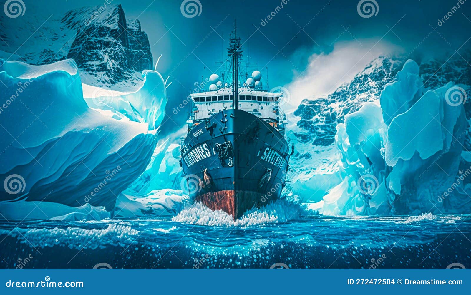 Ship in Arctic Water Splash Light Blue Photo, Generative AI Stock ...