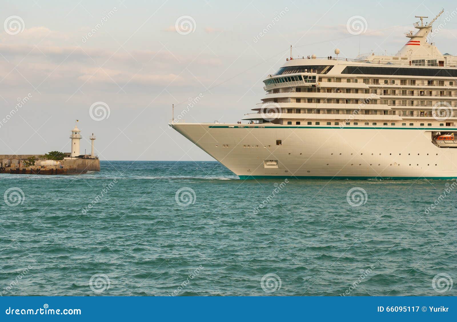 Ship Arrival in Yalta Port on a Black Sea Stock Image - Image of ...