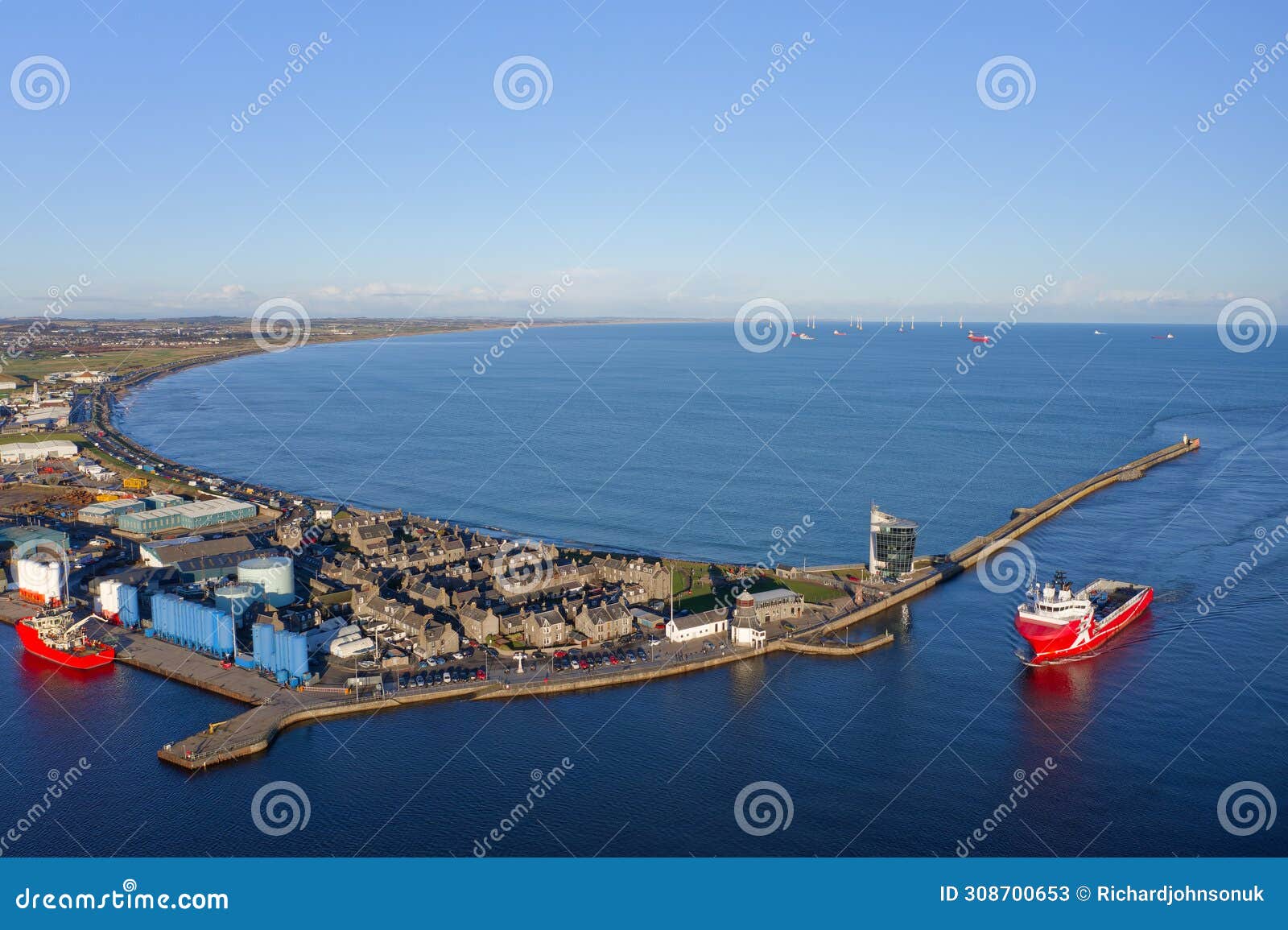 Ship Arriving at Aberdeen Harbour after Passing Girdle Ness Lighthouse ...