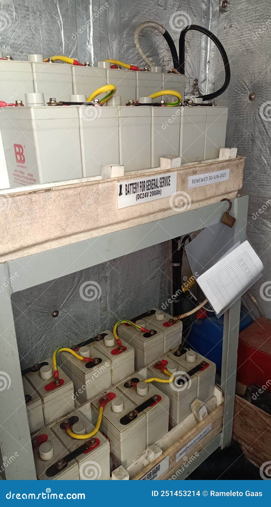 Battery Room, Rows Of Batteries In Industrial Backup Power System Stock ...