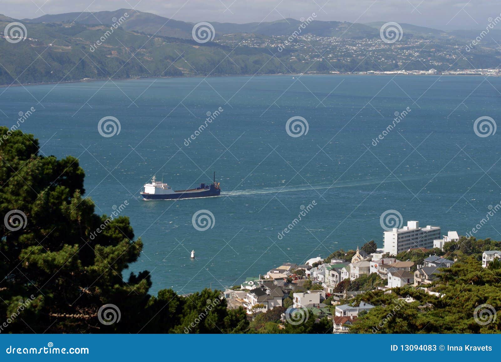 Ship in the bay stock image. Image of houses, roofs, ship - 13094083