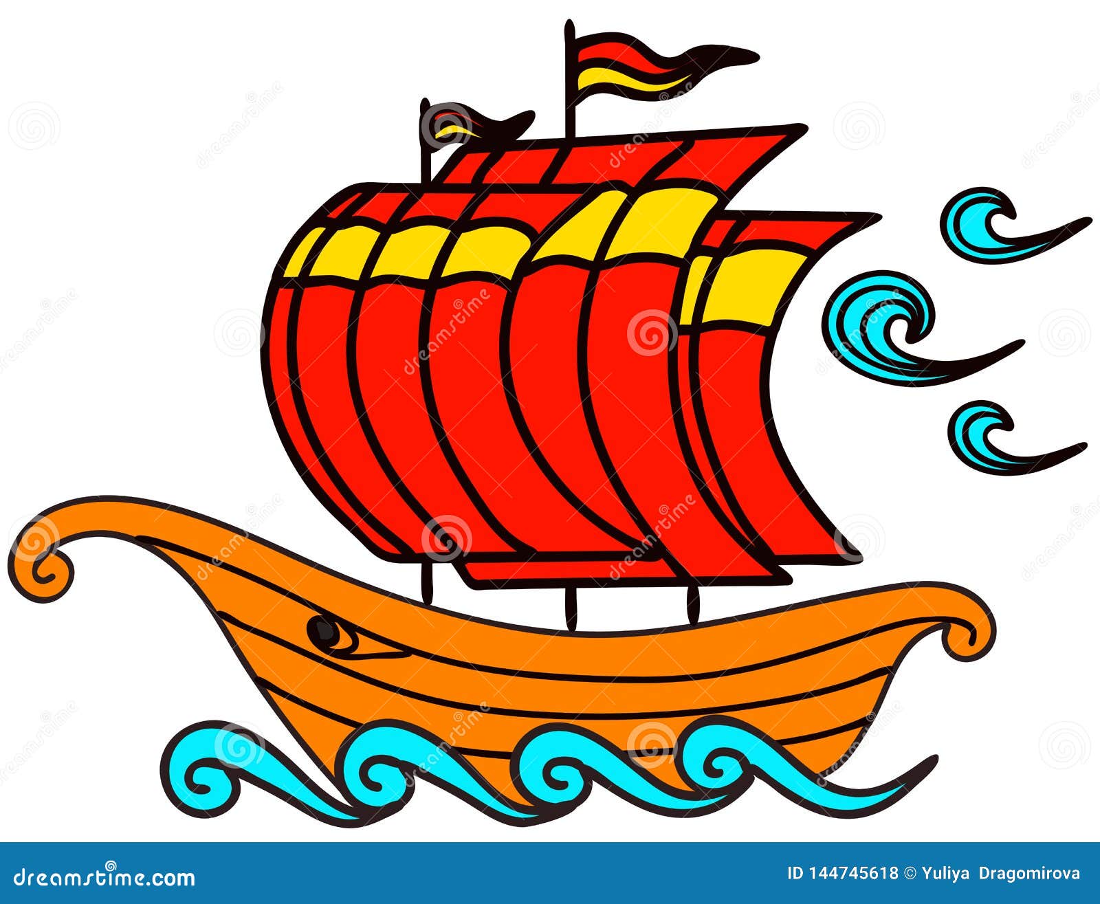 Cartoon Cute Boat, Uplifting Stock Illustration - Illustration of sail ...