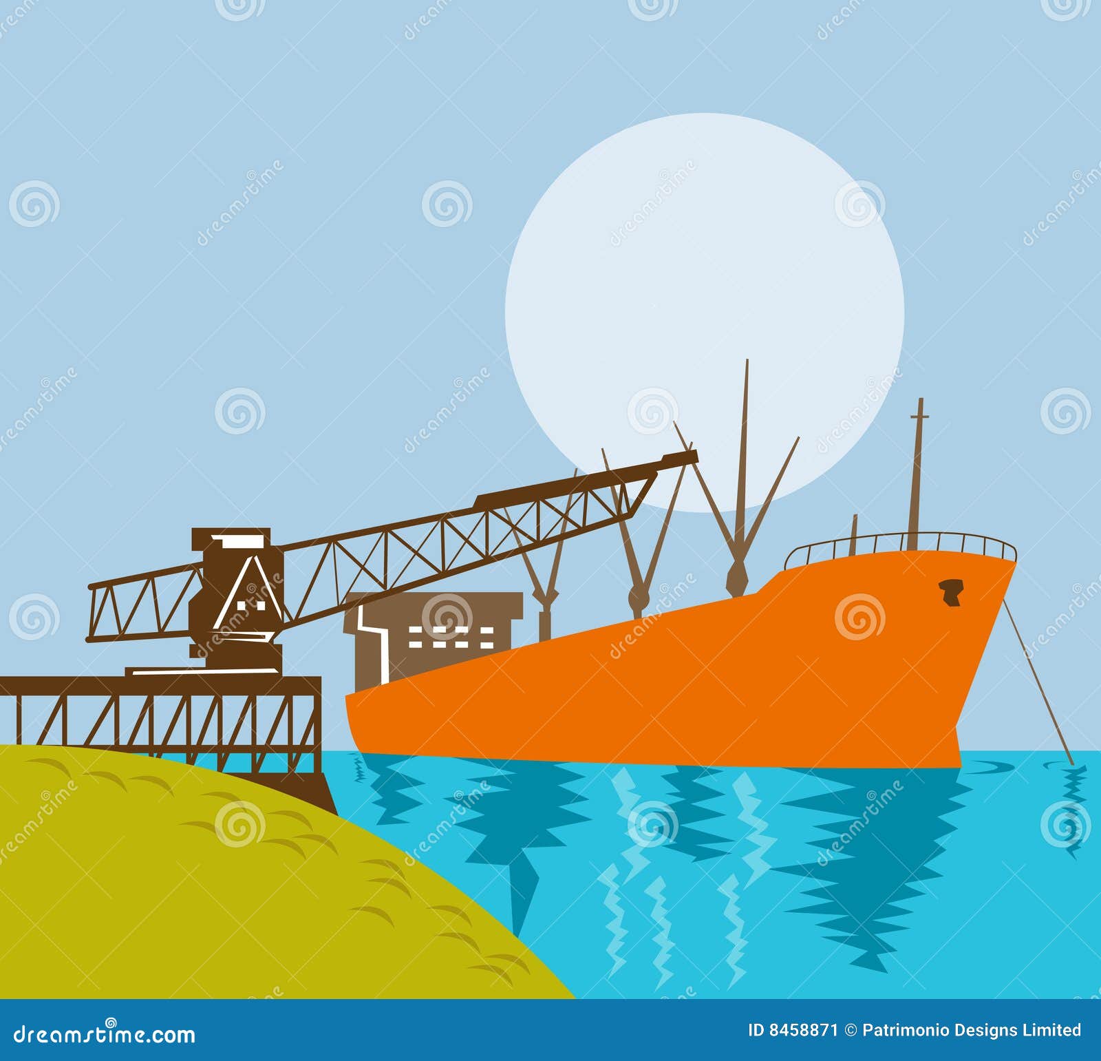Boom Crane Loading A Cargo Ship Continuous Line Drawing Vector ...
