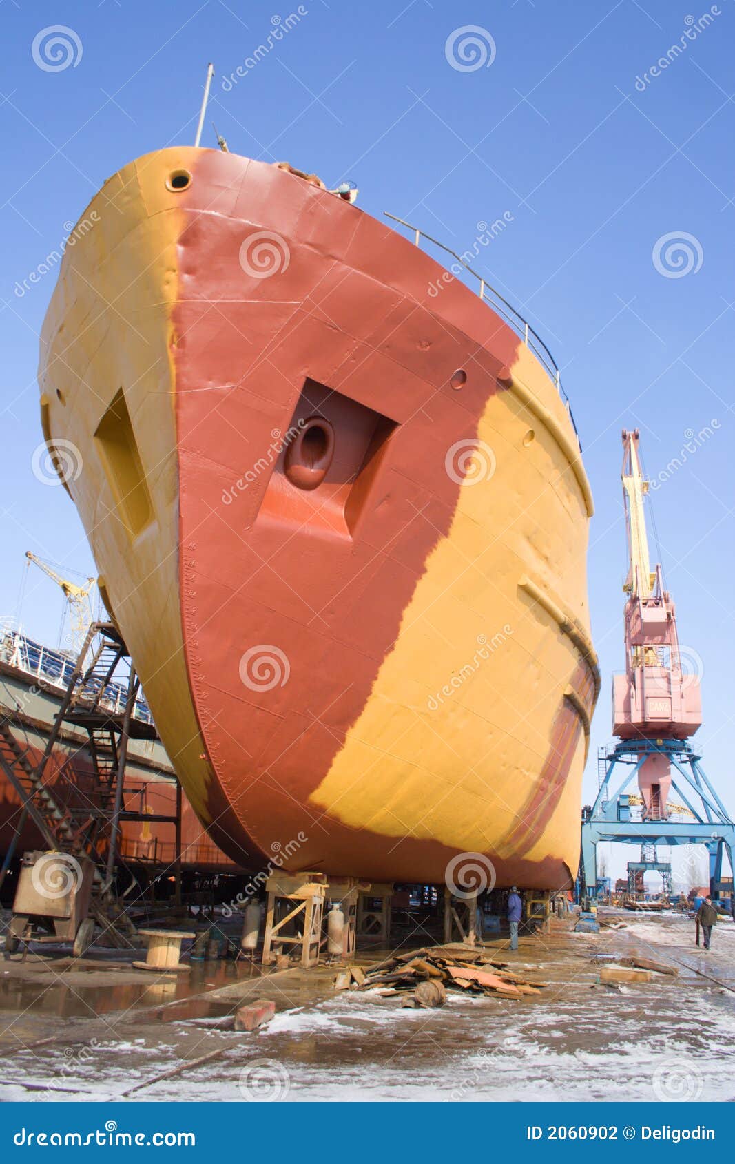 The Ship Being on Repair in a Shipyard Stock Photo - Image of shipyard ...