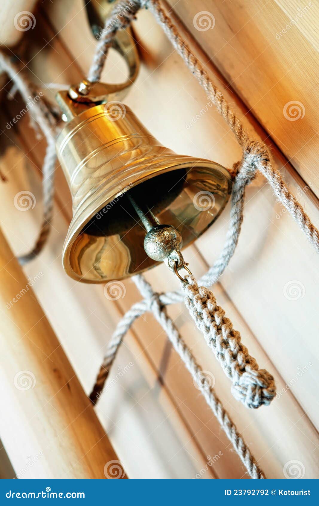 Ship bell stock photo. Image of braided, rope, polished - 23792792