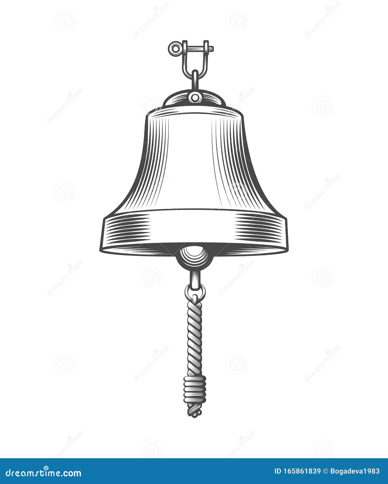 Ship Bell Engraving Emblem. Vector Illustration Stock Vector ...