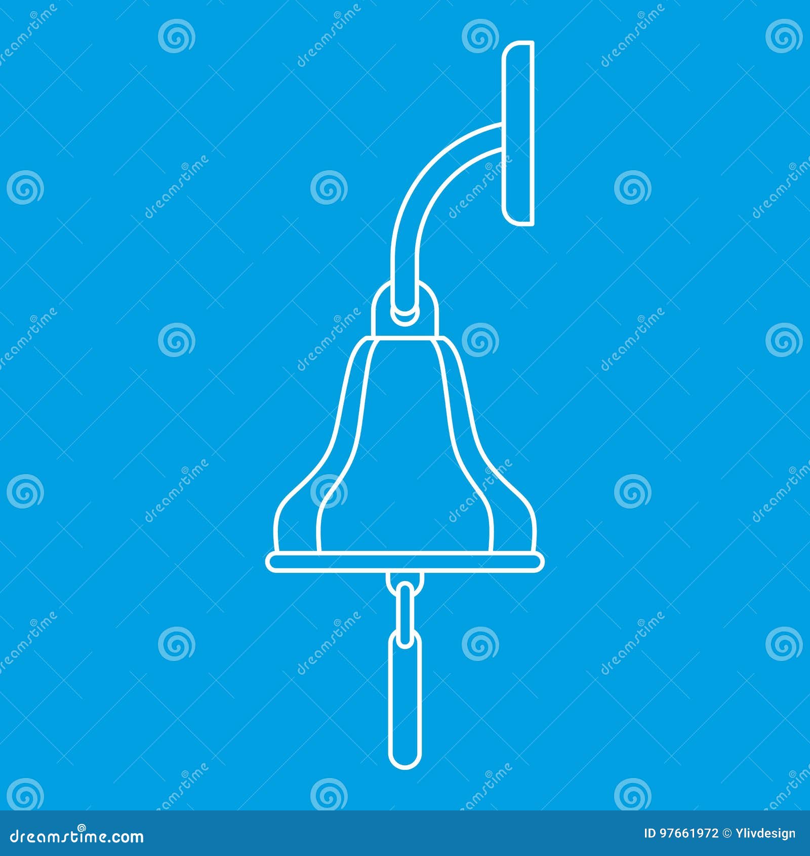 Ship bell icon outline stock vector. Illustration of alarm - 97661972