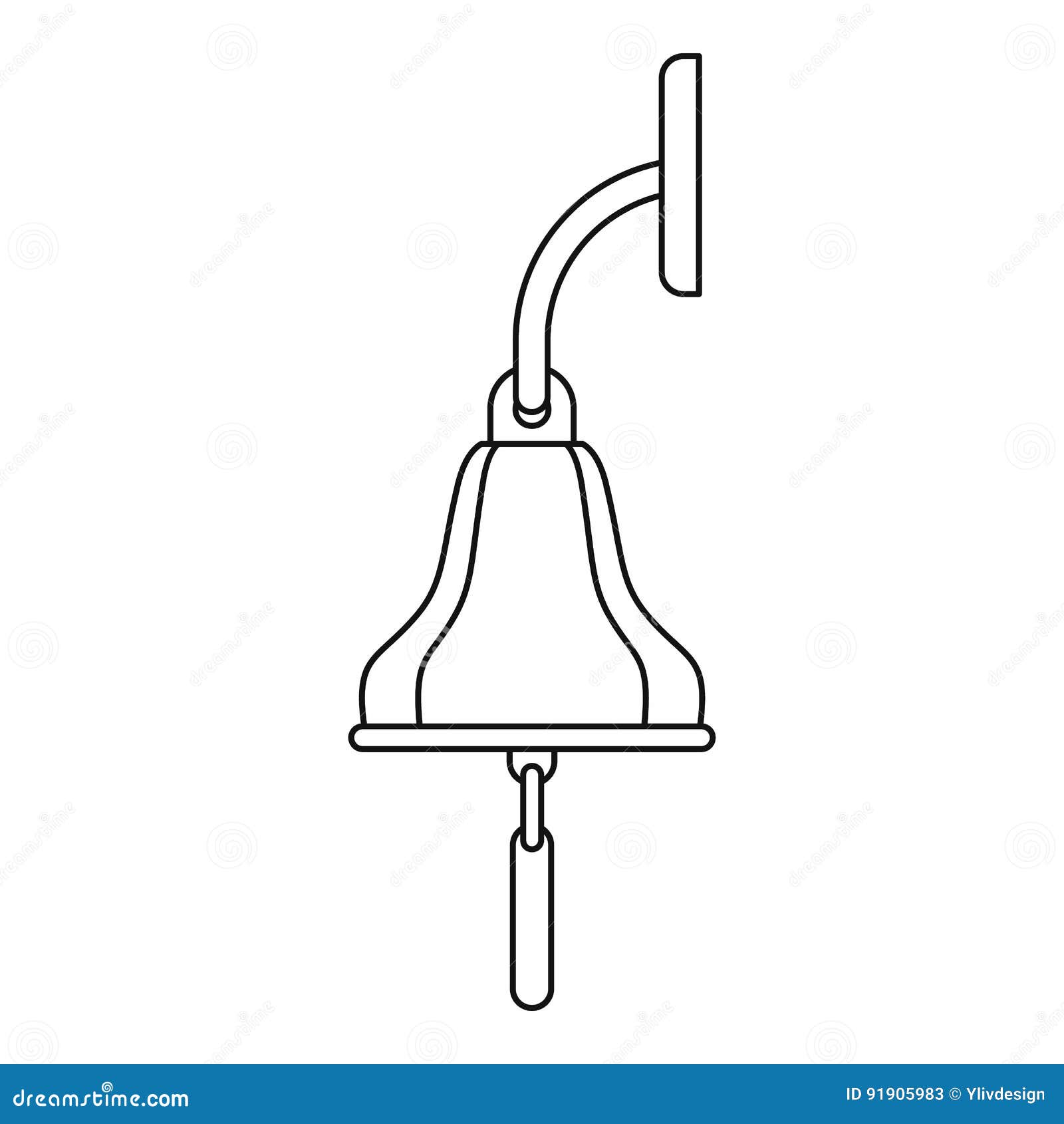 Ship bell icon outline stock vector. Illustration of nautical - 91905983