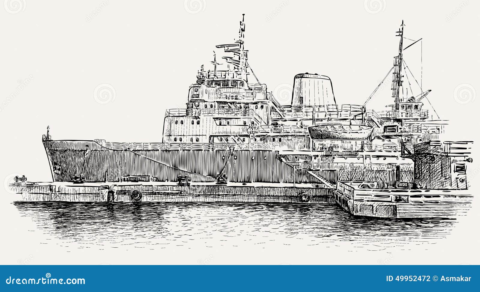 Ship at berth stock vector. Illustration of shipping - 49952472