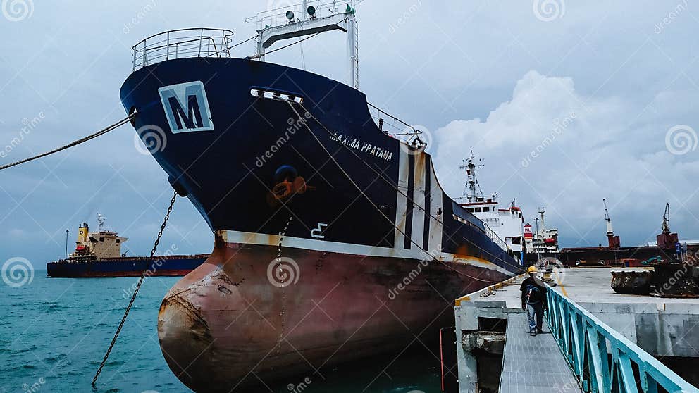 A Ship Berthed at the Port of Ciwandan Editorial Image - Image of ...
