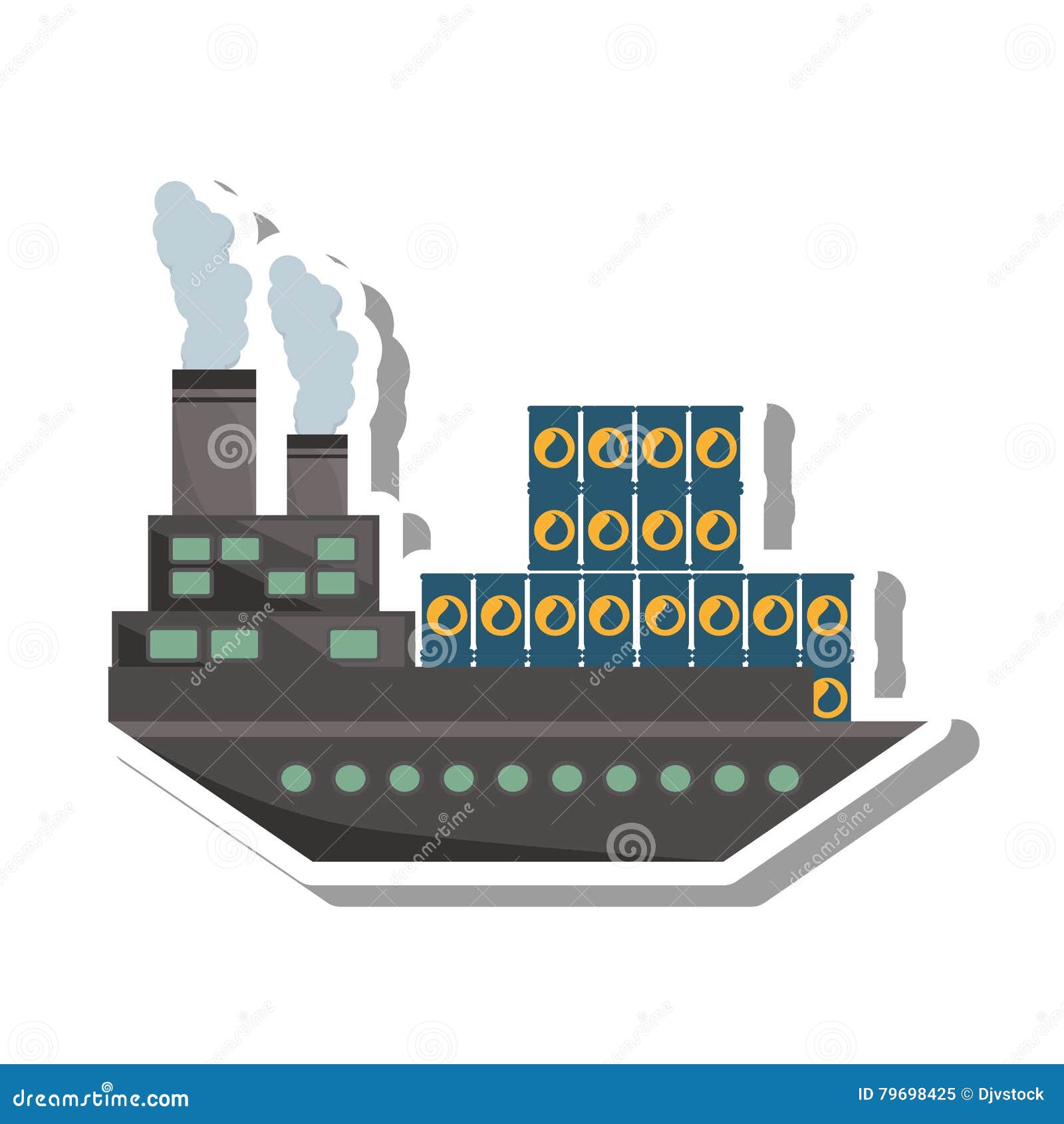 Ship boat with barrels oil stock vector. Illustration of boat - 79698425