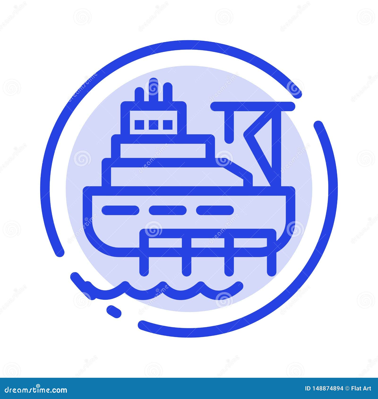 Ship, Boat, Cargo, Construction Blue Dotted Line Line Icon Stock Vector ...