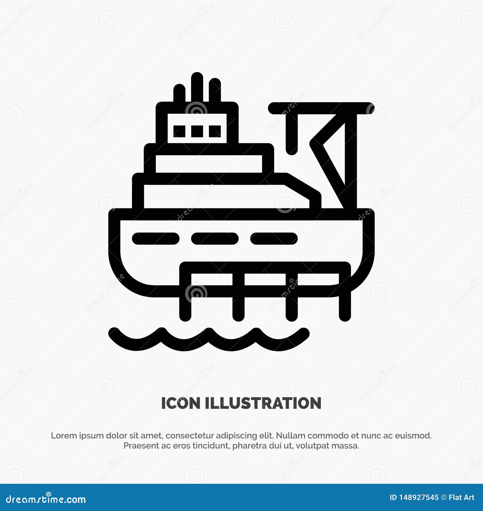 Ship, Boat, Cargo, Construction Line Icon Vector Stock Vector ...