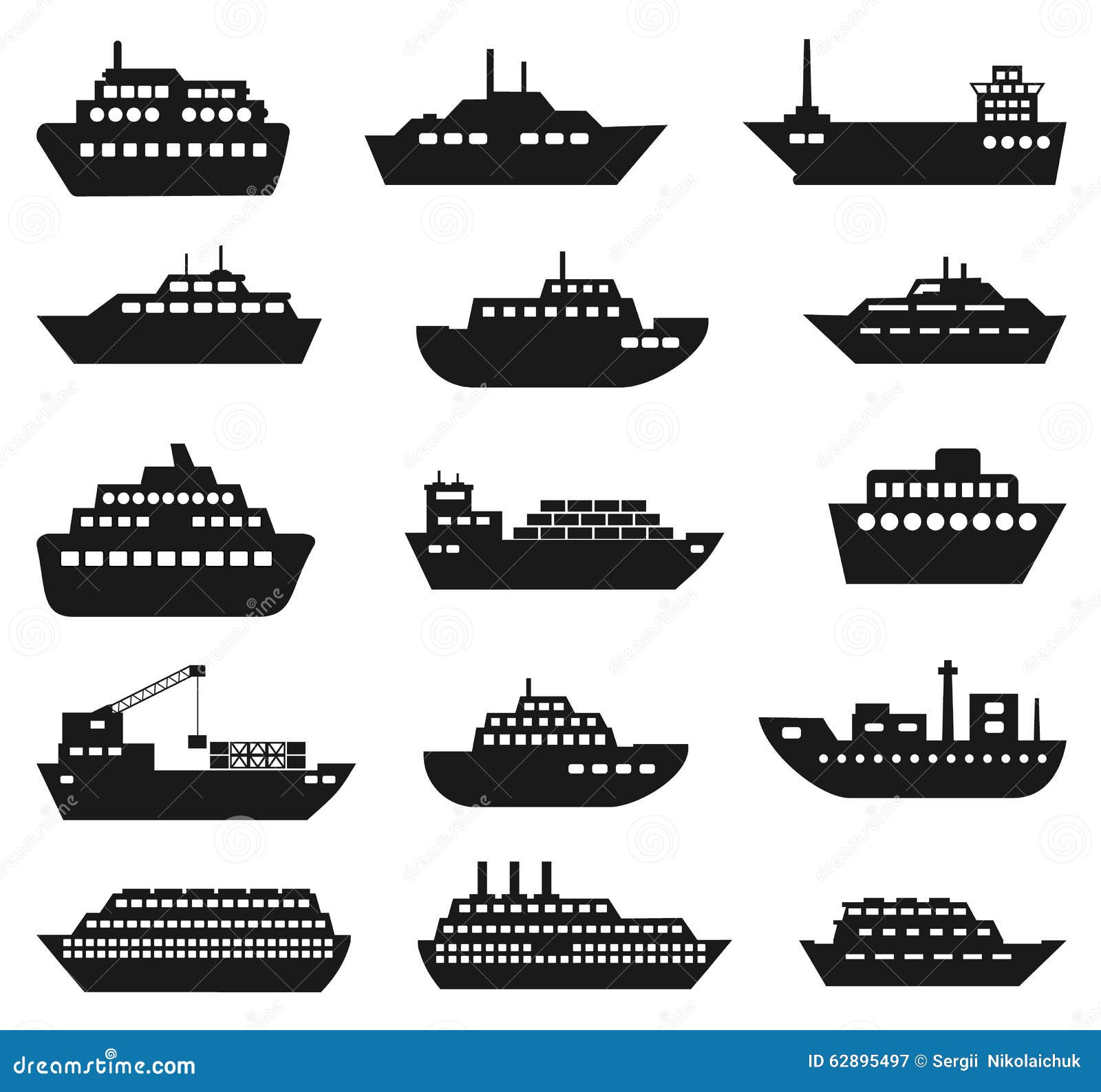 Ship and boat icon set. stock vector. Illustration of cartoon - 62895497